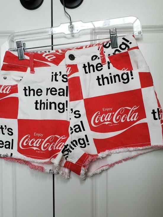 Coca Cola | Shorts | Coca Cola Red And White Logo Patchwork Denim ...